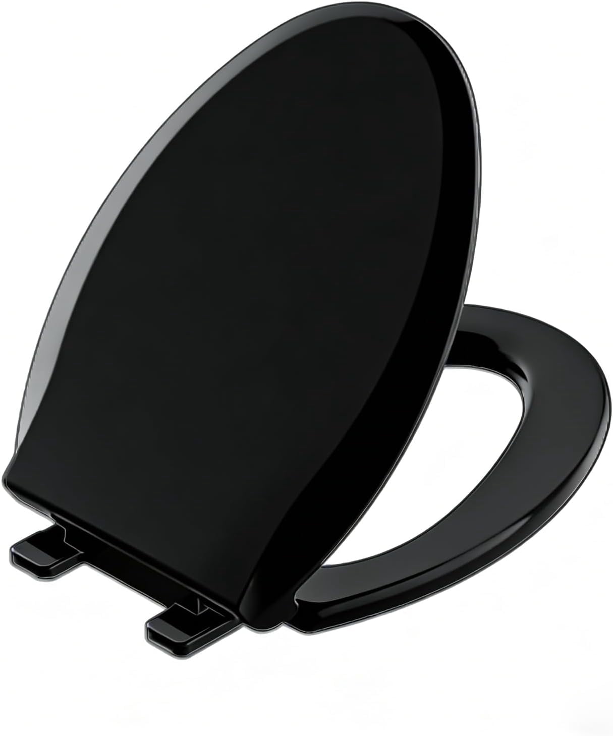 Black Toilet Seat Elongated, 18.5 x 14.2 Inch, Slow Close, Bottom-Mount ...