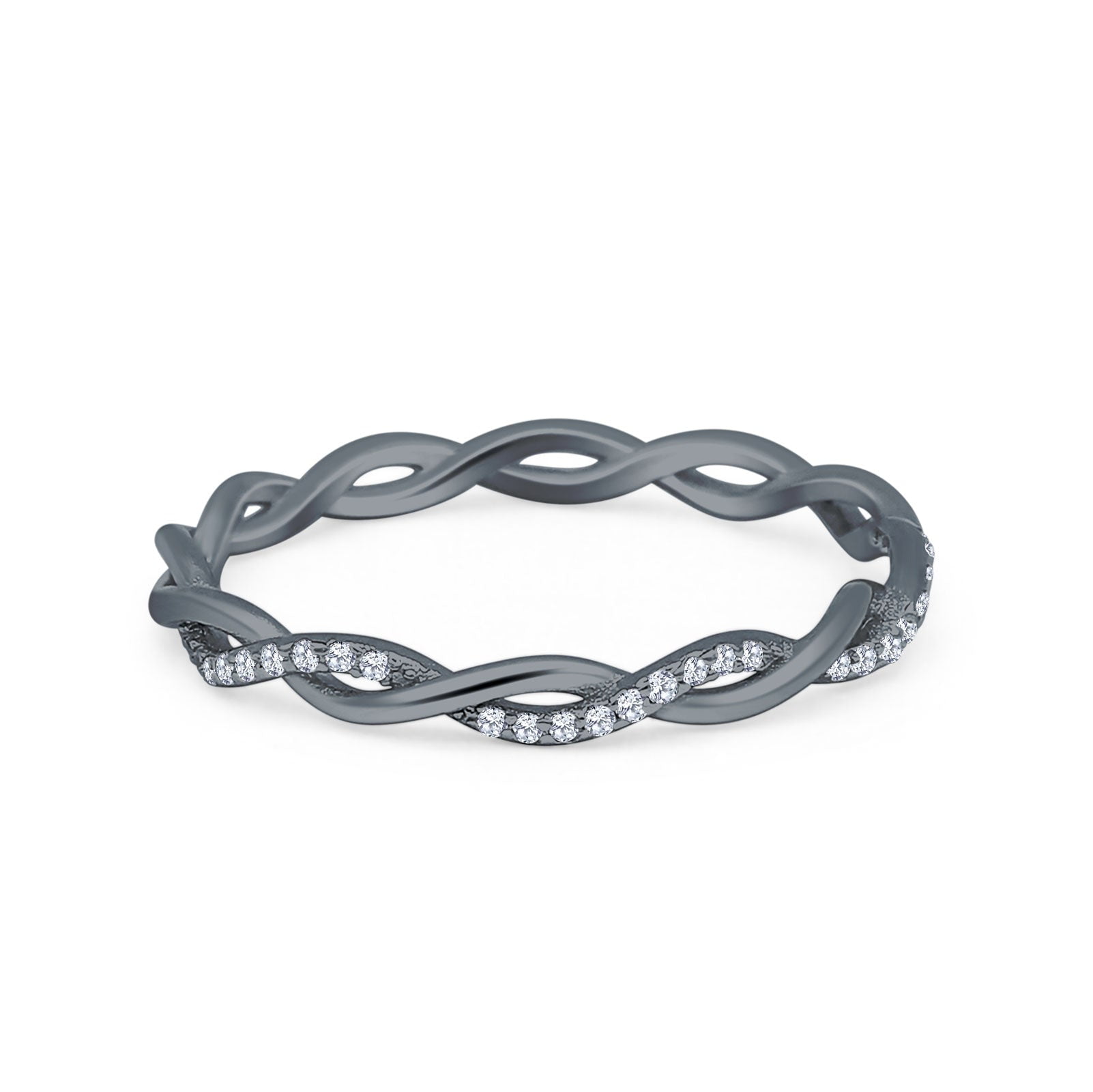 Black Tone, Cubic Zirconia Size-10 Minimalist Twisted Band Vintage ...