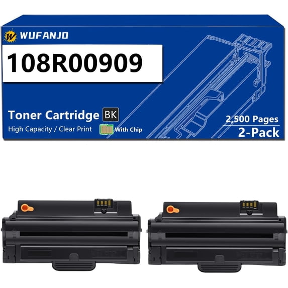 Black Toner Cartridge for 108R00909 108R909 Compatible for Xerox Phaser ...