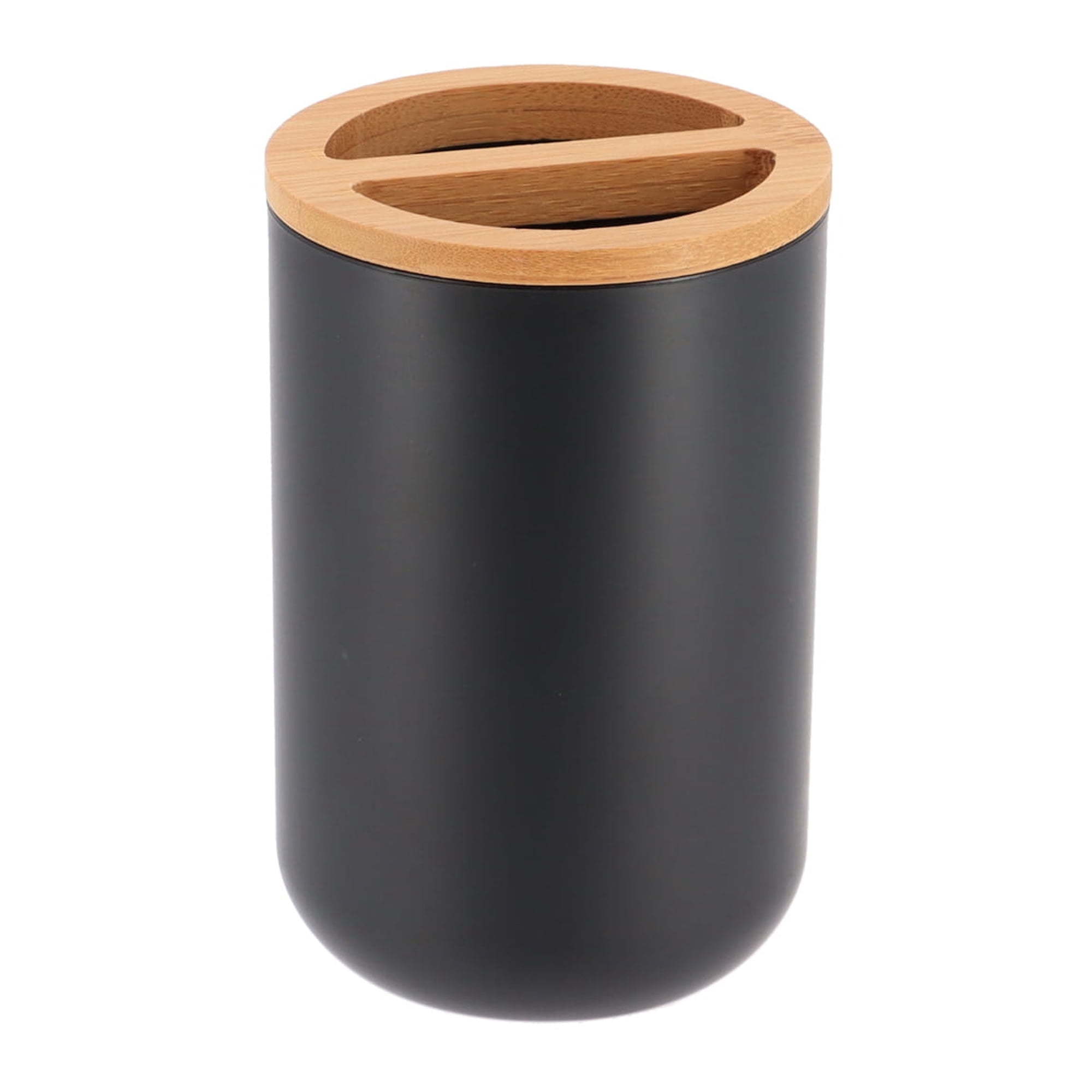 Black Toothpaste and Toothbrush Holder Padang with Bamboo Top - Chic ...