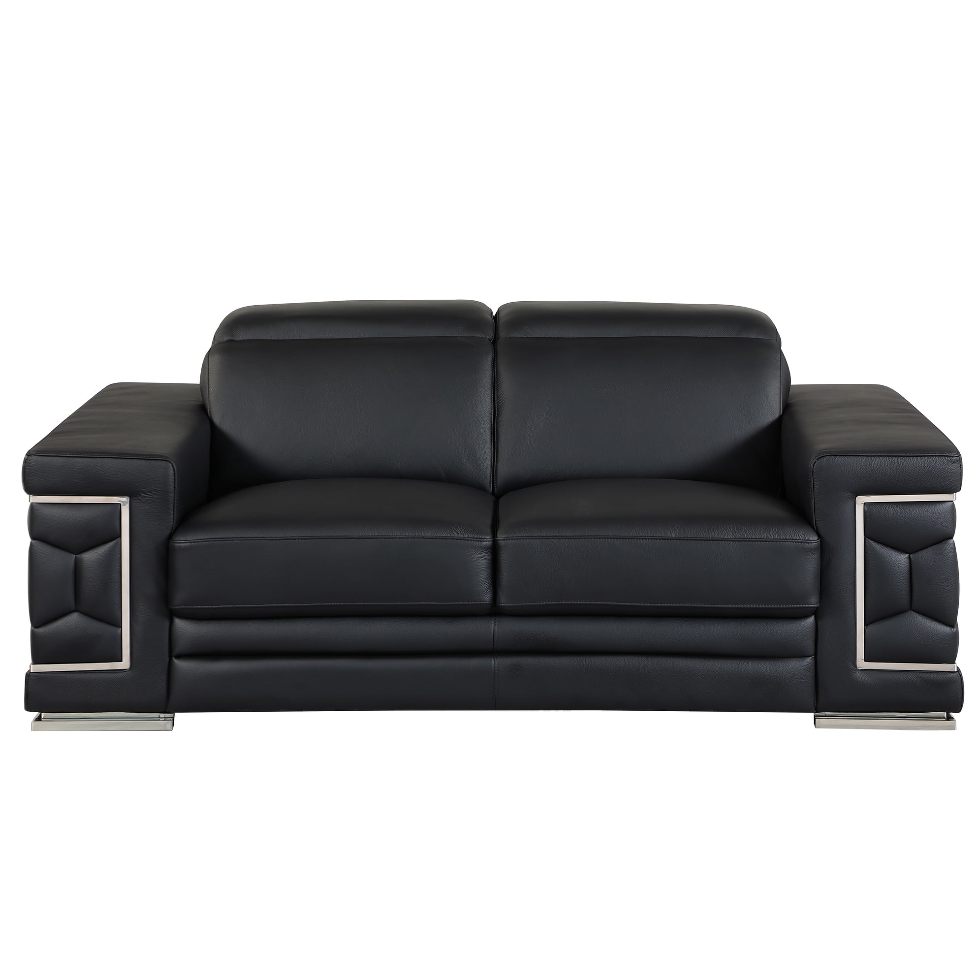 Black Top Grain Leather , Kiln-dried Hardwood Frame With Strengthened ...