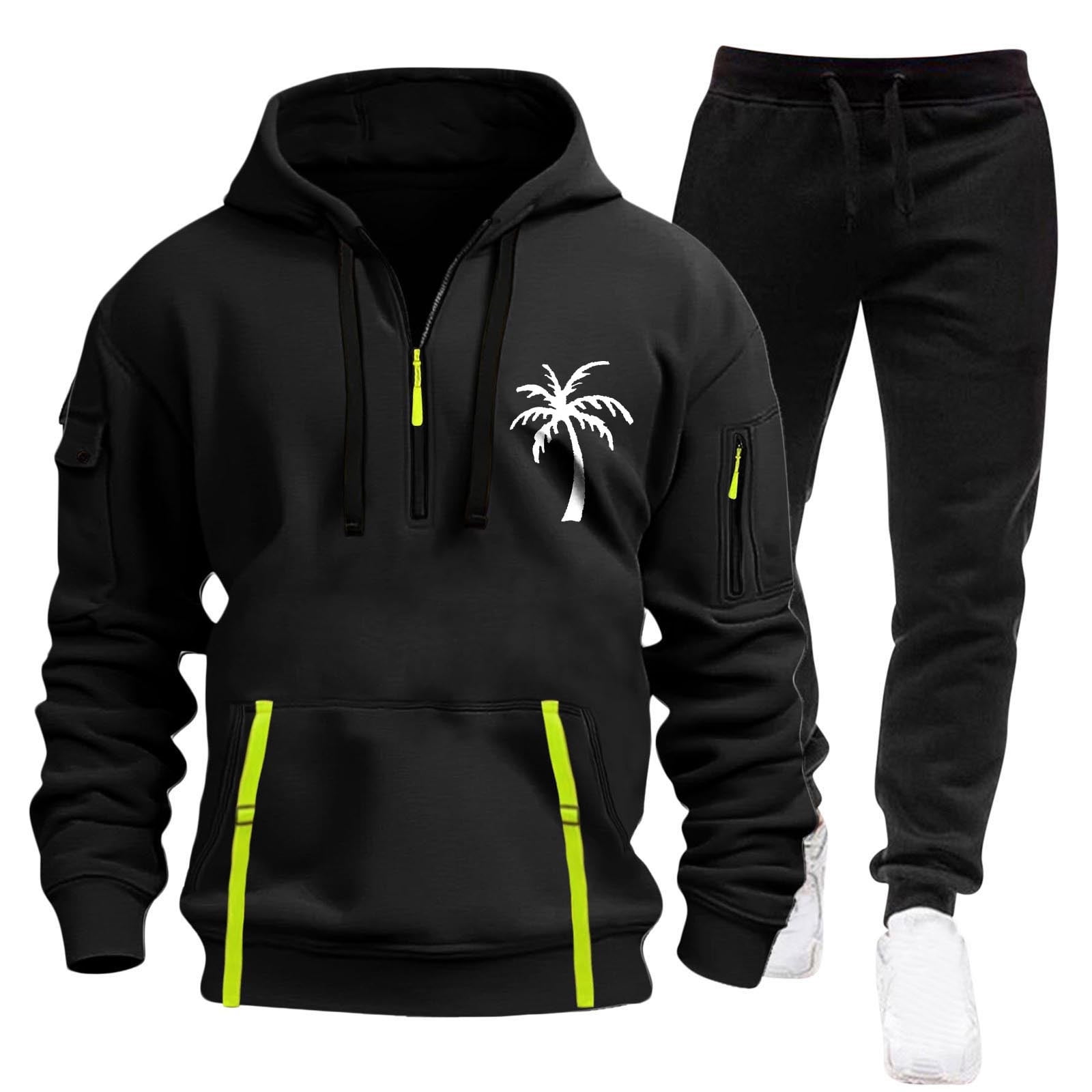 Black Top Pants Jackets Hoodies Outfit Sweatshirt 2PC Sweatsuits for ...