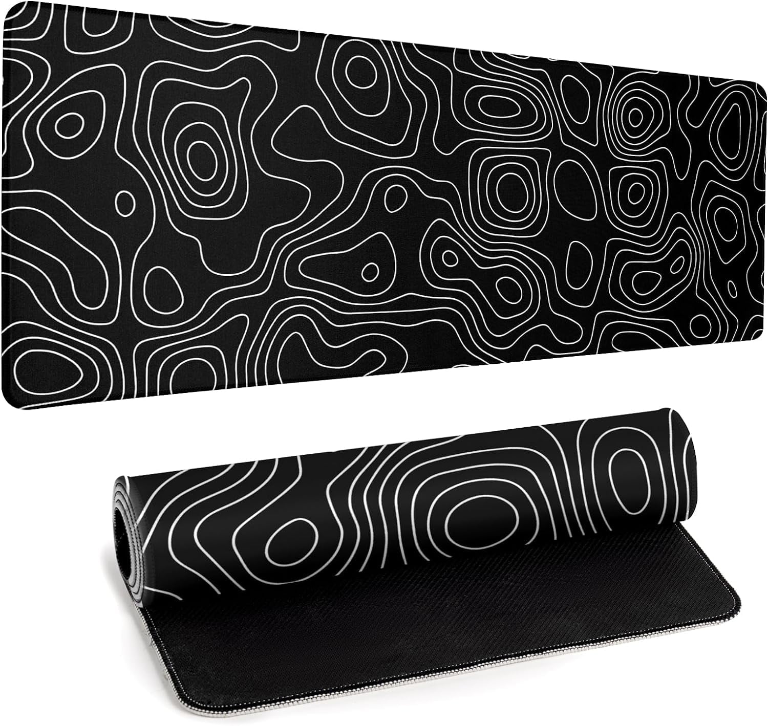 Black Topography Contour Gaming Mouse Pad Large Anime Topographic Map ...