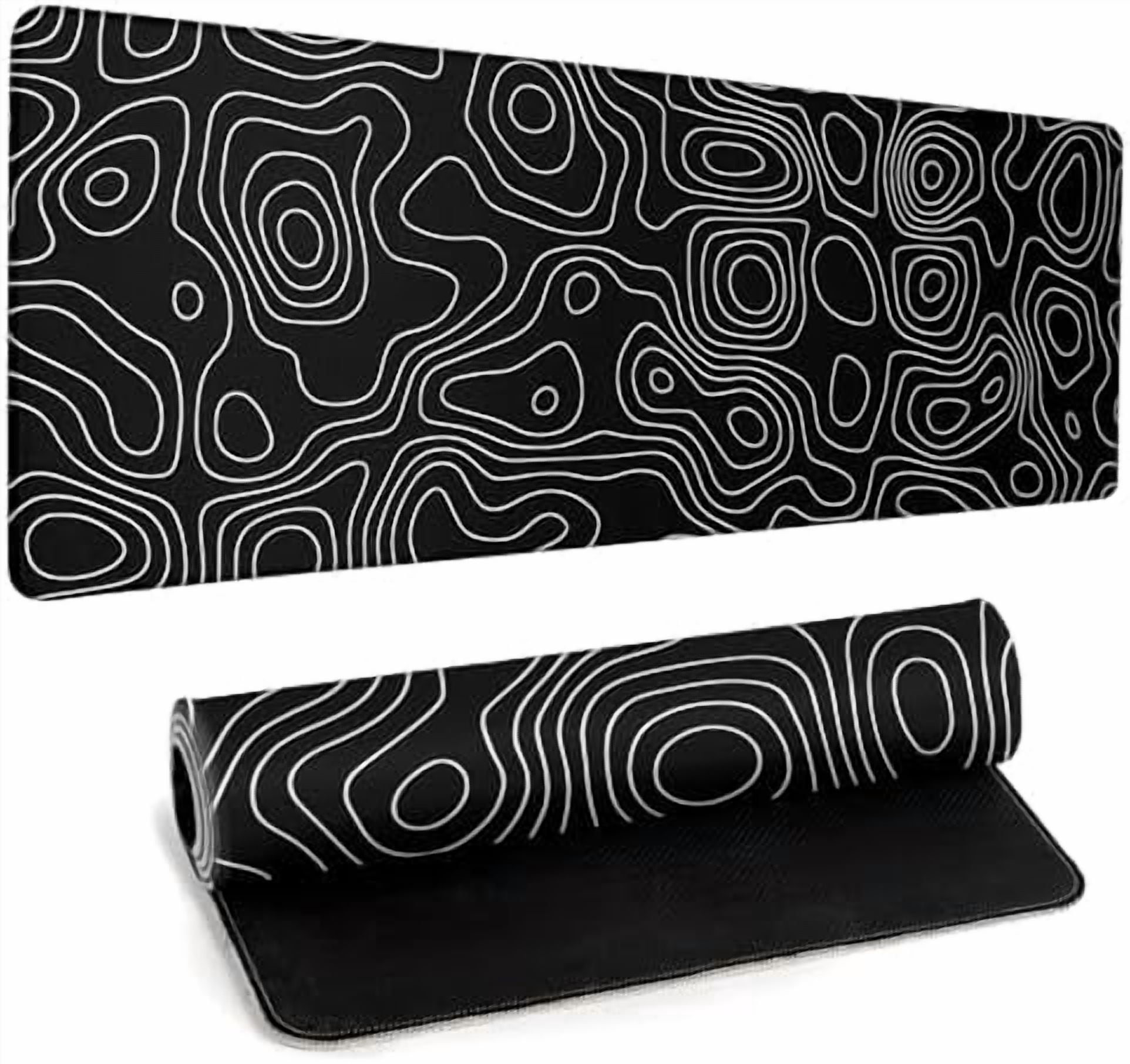 Black Topography Contour Gaming Mouse Pad Large Anime Topographic Map ...