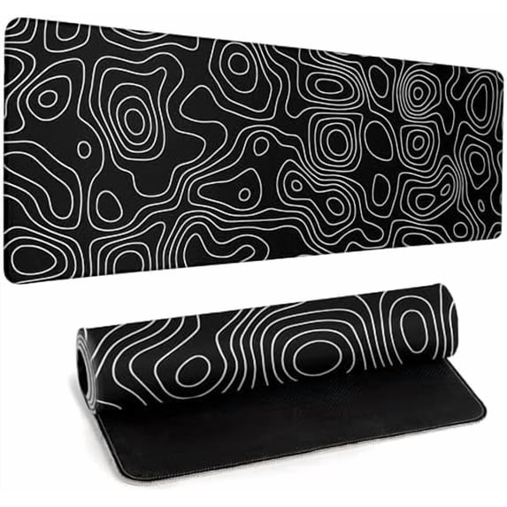 Black Topography Contour Gaming Mouse Pad Large Anime Topographic Map ...