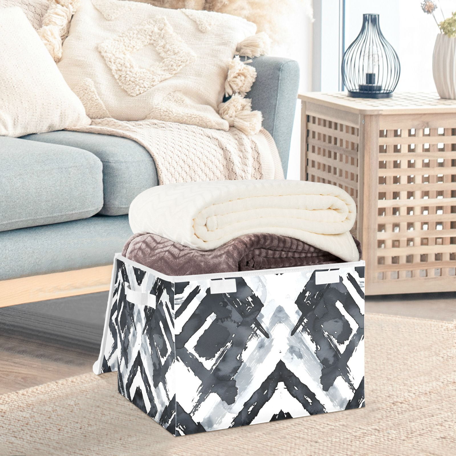 Black Totem Storage Basket Foldable Laundry Basket Shelf Kids Toy ...