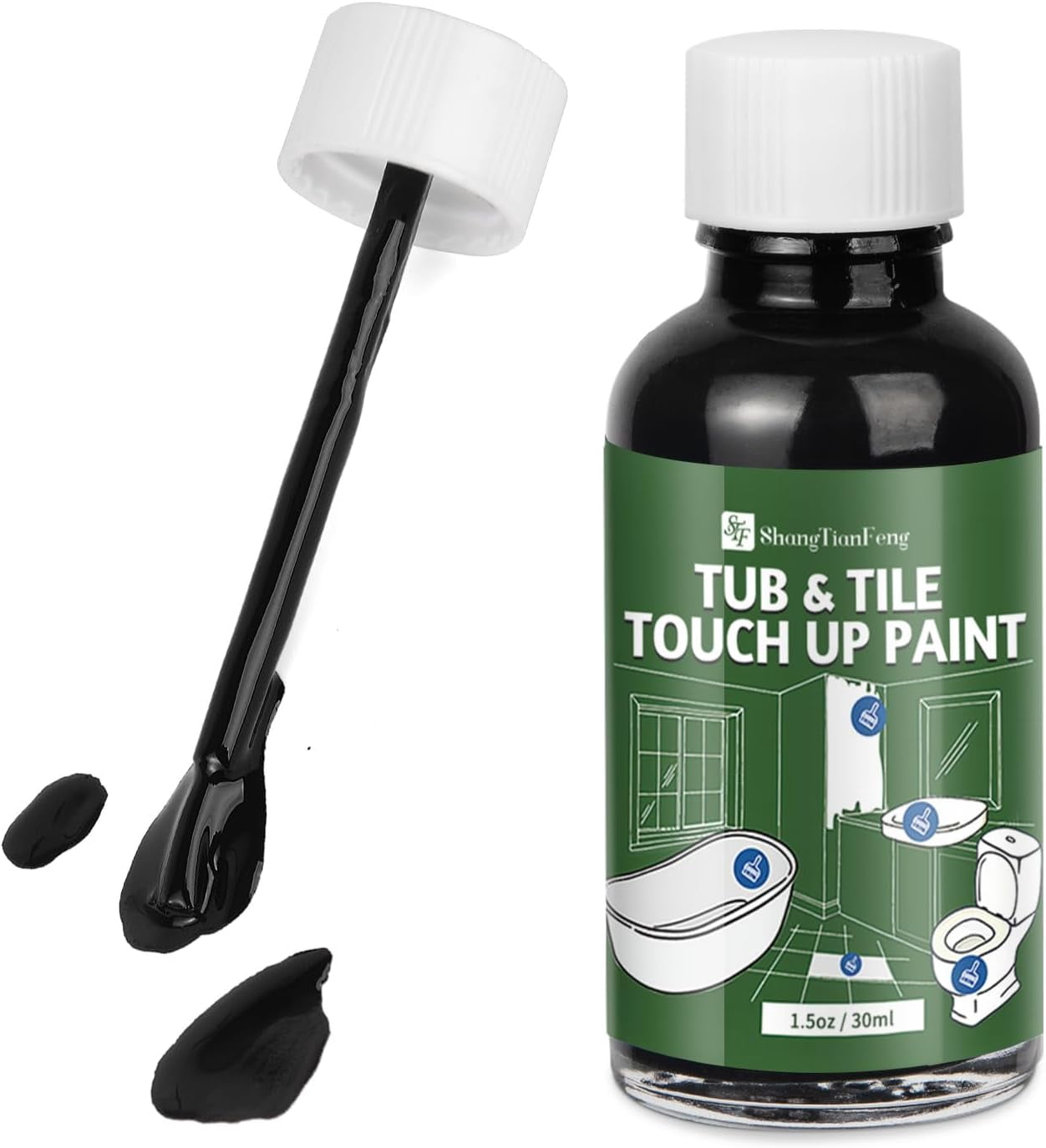 Black Touch Up Paint tile paint porcelain repair kit Specialty Tub and ...