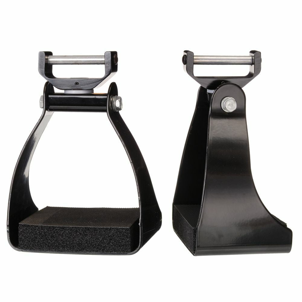Black Tough1 Swivel Lock Endurance Stirrup Aluminium 3 Neck 4.5 Tread ...