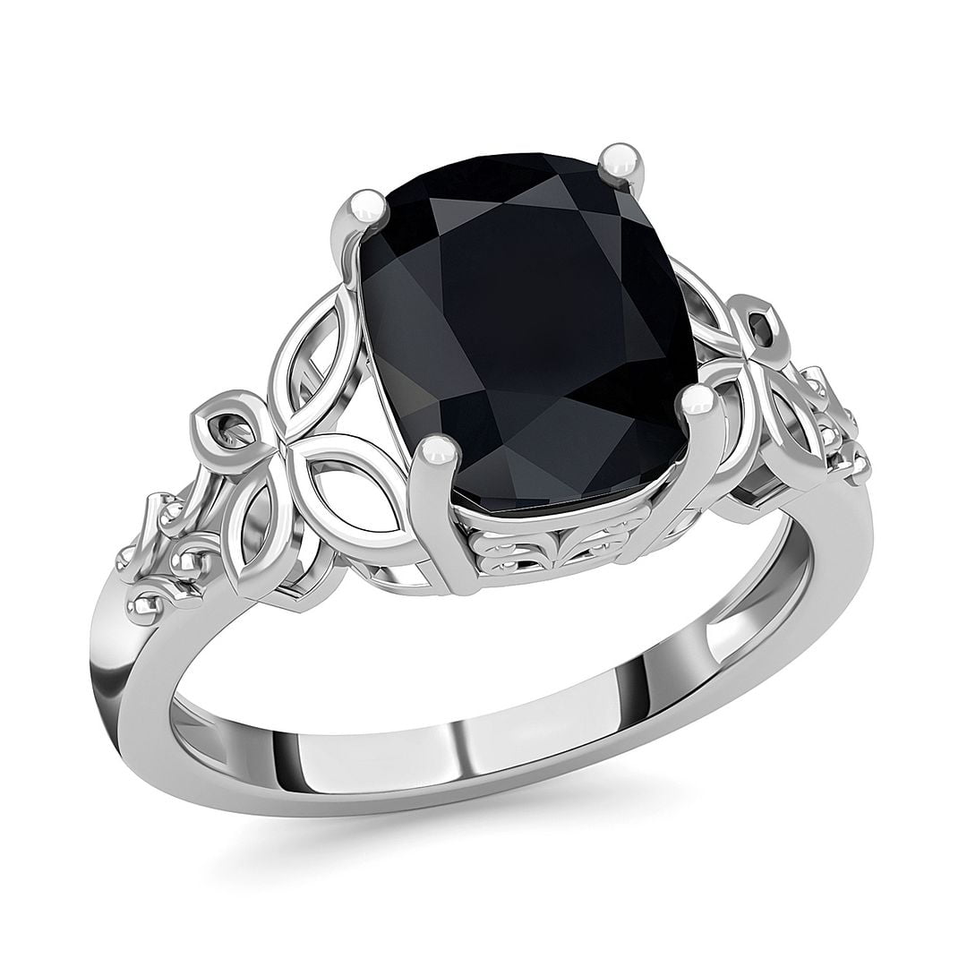 925 Sterling Silver Rings for Women - Black Tourmaline Rings Birthstone ...