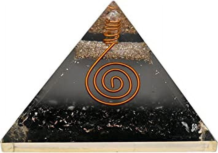 Black Tourmaline Selenite Crystal Orgone Pyramid, Glow in Dark Organite ...