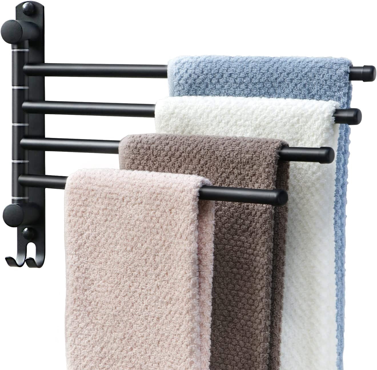 Black Towel Rack Swivel Towel Rack Wall Mounted, SUS304 Stainless Steel ...