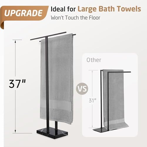 Black Towel Racks for Bathroom Freestanding, 37" Equal-Height Standing ...