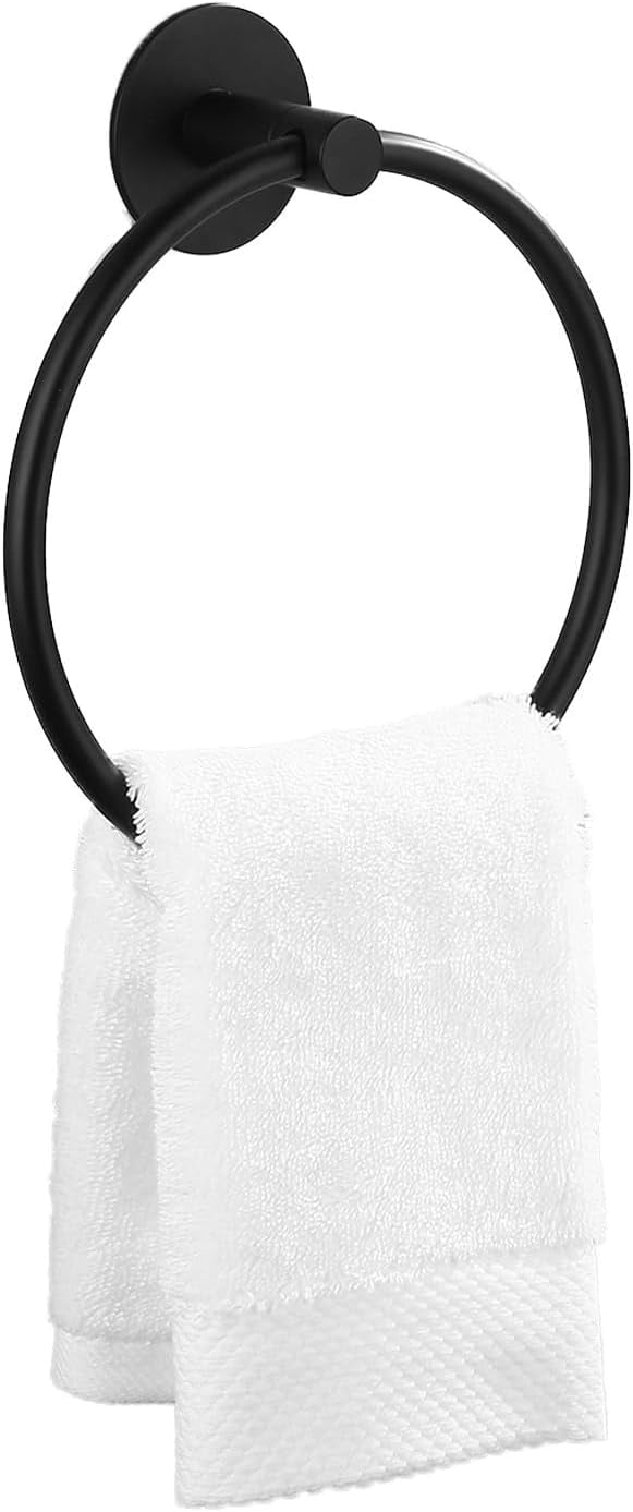 Black Towel Ring, 180° Swivel Hand Towel Holder 304 Stainless Steel ...