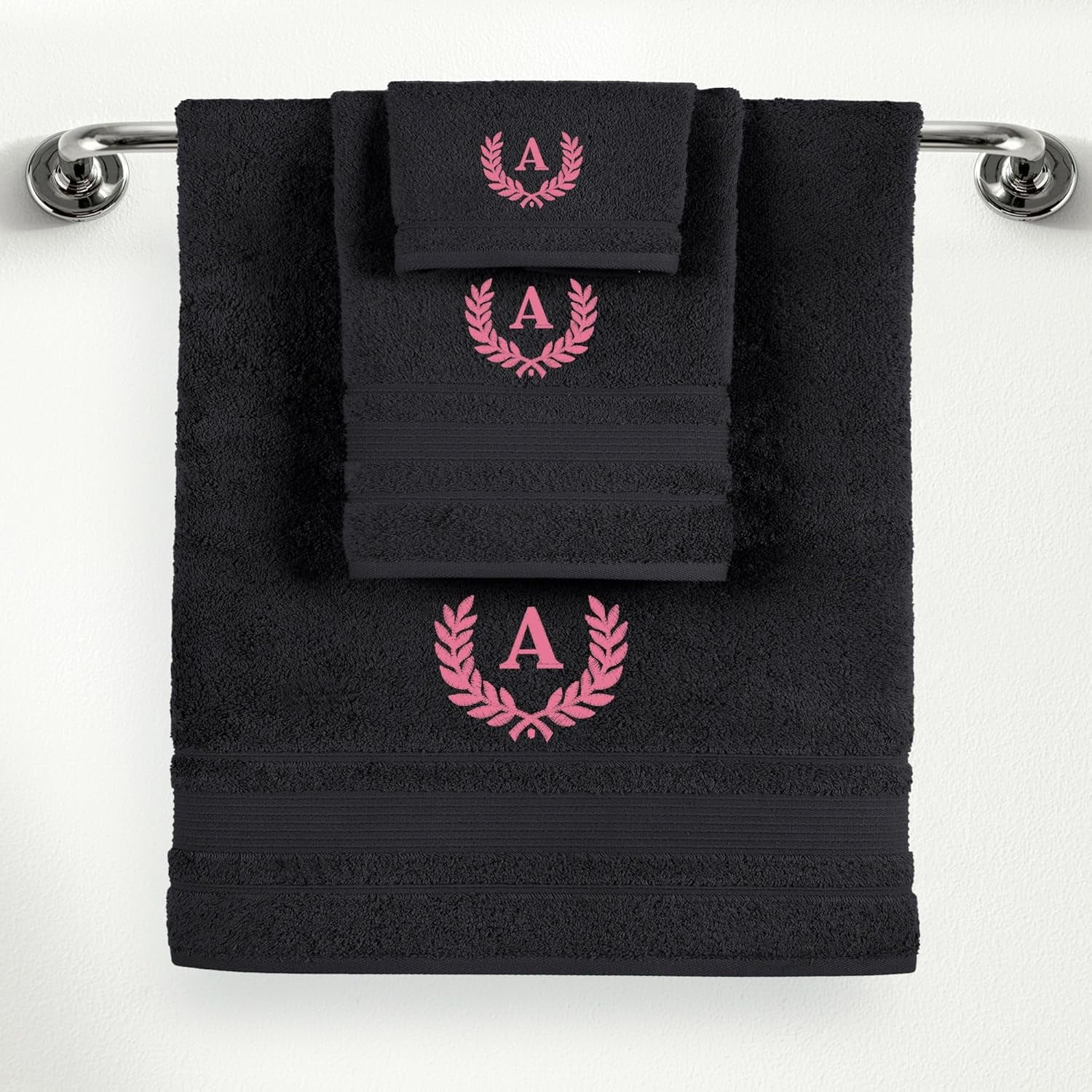 Black Towel Set - 3 Piece, Soft & Absorbent 100% Cotton - Perfect for ...