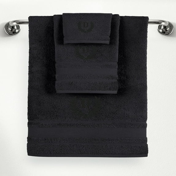 Black Towel Set - 3 Piece, Soft & Absorbent 100% Cotton - Perfect for ...