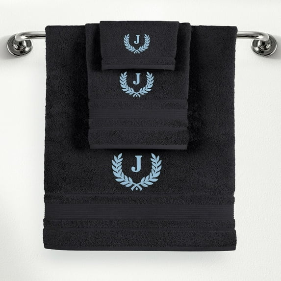 Black Towel Set - 3 Piece, Soft & Absorbent 100% Cotton - Perfect for ...