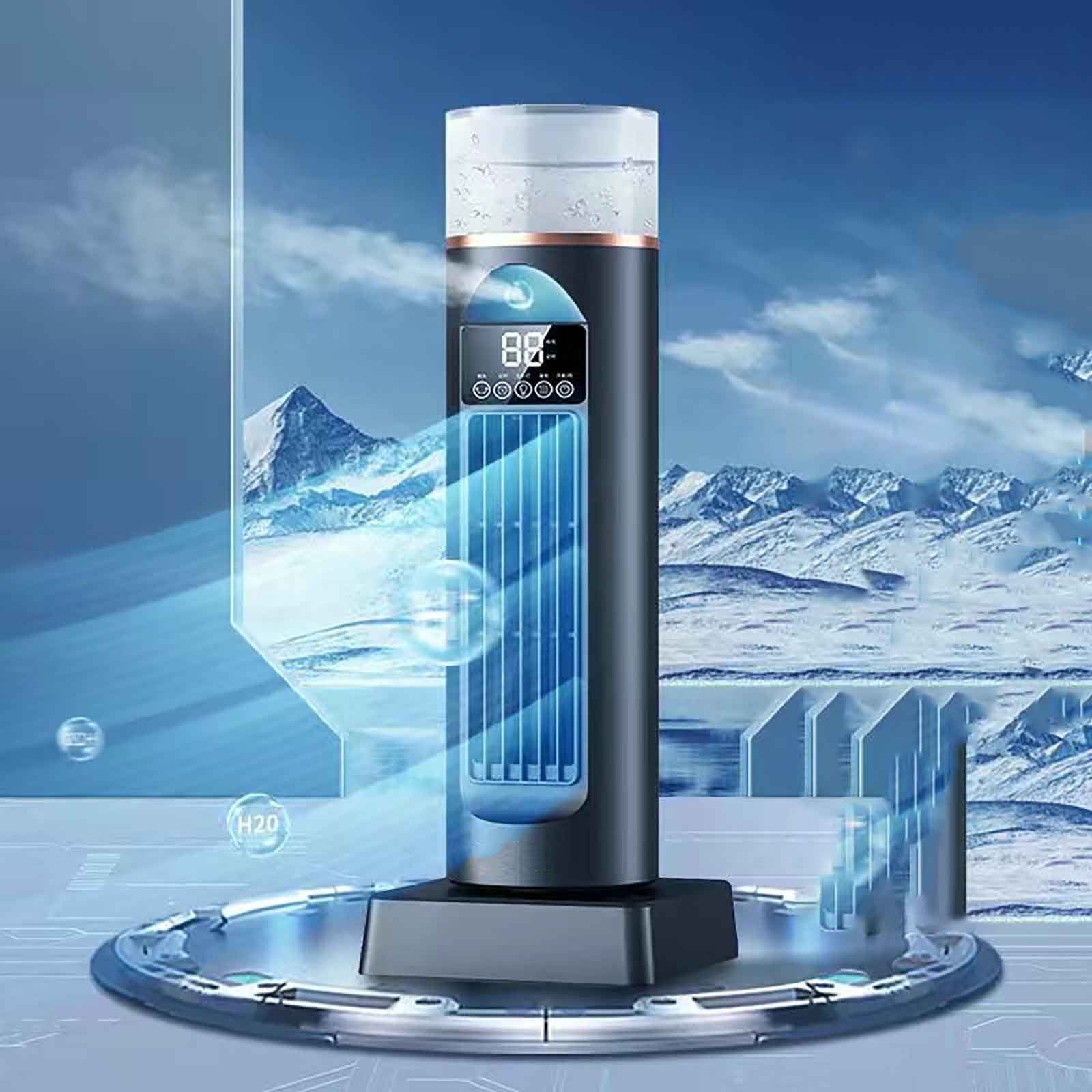 Black Tower Fan Spray Function Usb Remote Control Home Office Cooling ...