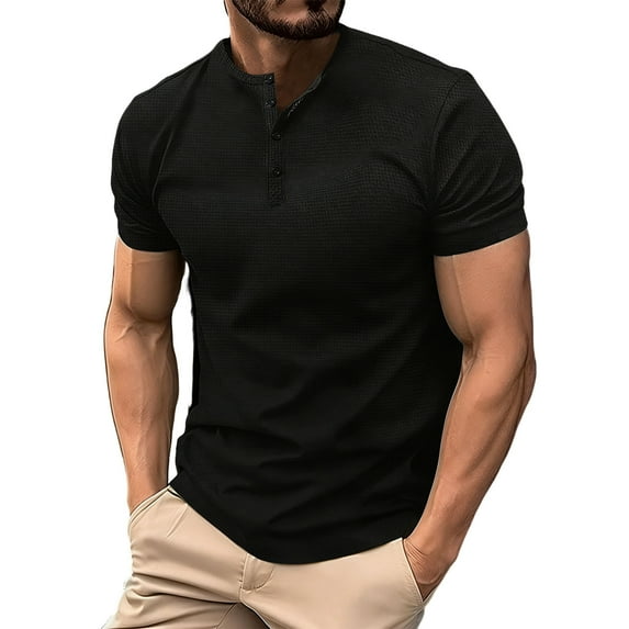 Black Track Athletic Brunch Running Button T Shirts for Man Fall Summer ...