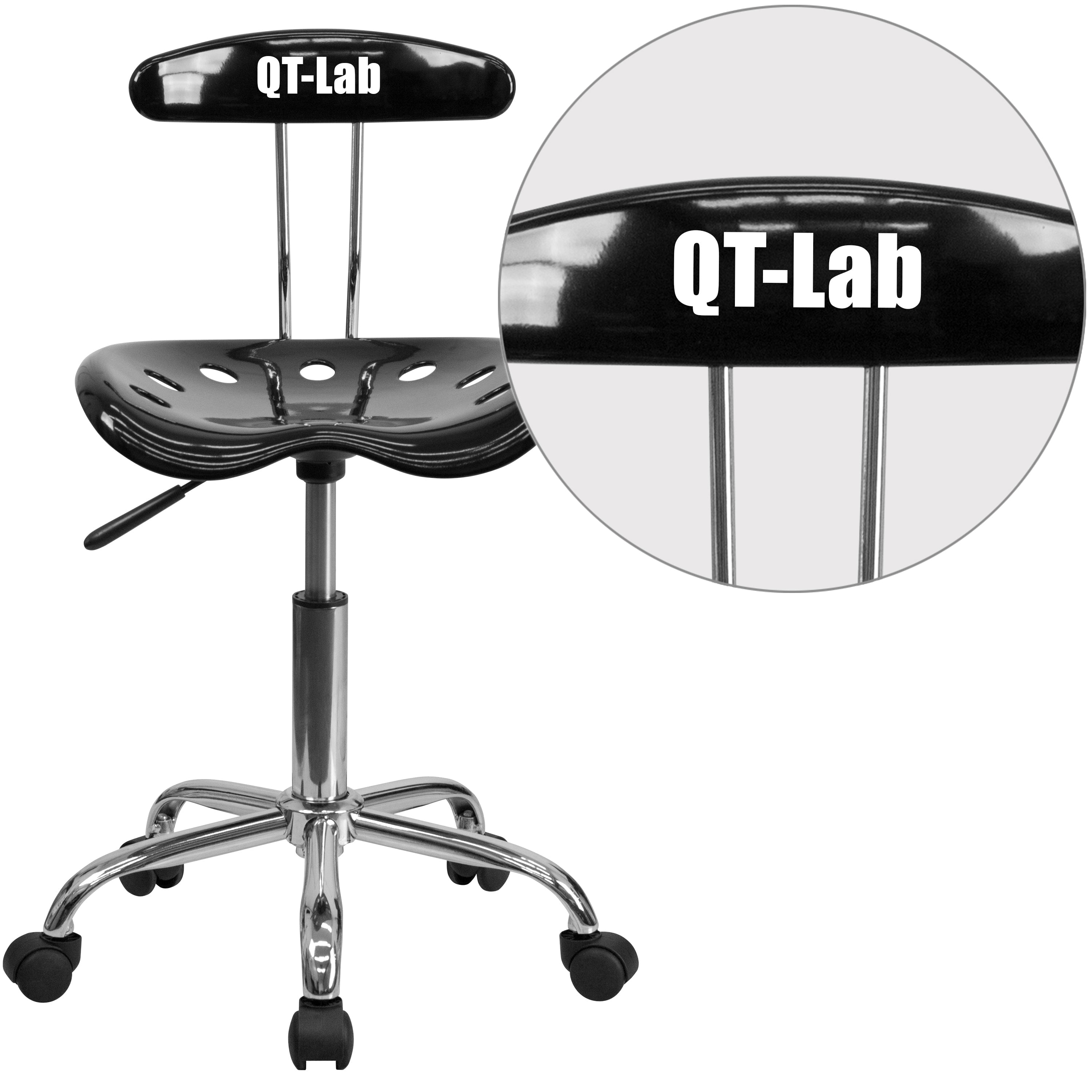 Flash Furniture Personalized Vibrant Black and Chrome Task Chair with ...