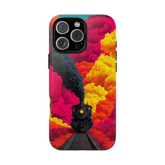 Black Train Smoke Colorful Clouds Retro Railway Themed Artistic Case ...