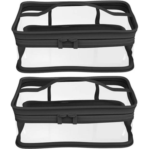 Black Transparent Cosmetic Bag Waterproof Handbag Portable Travel Work ...