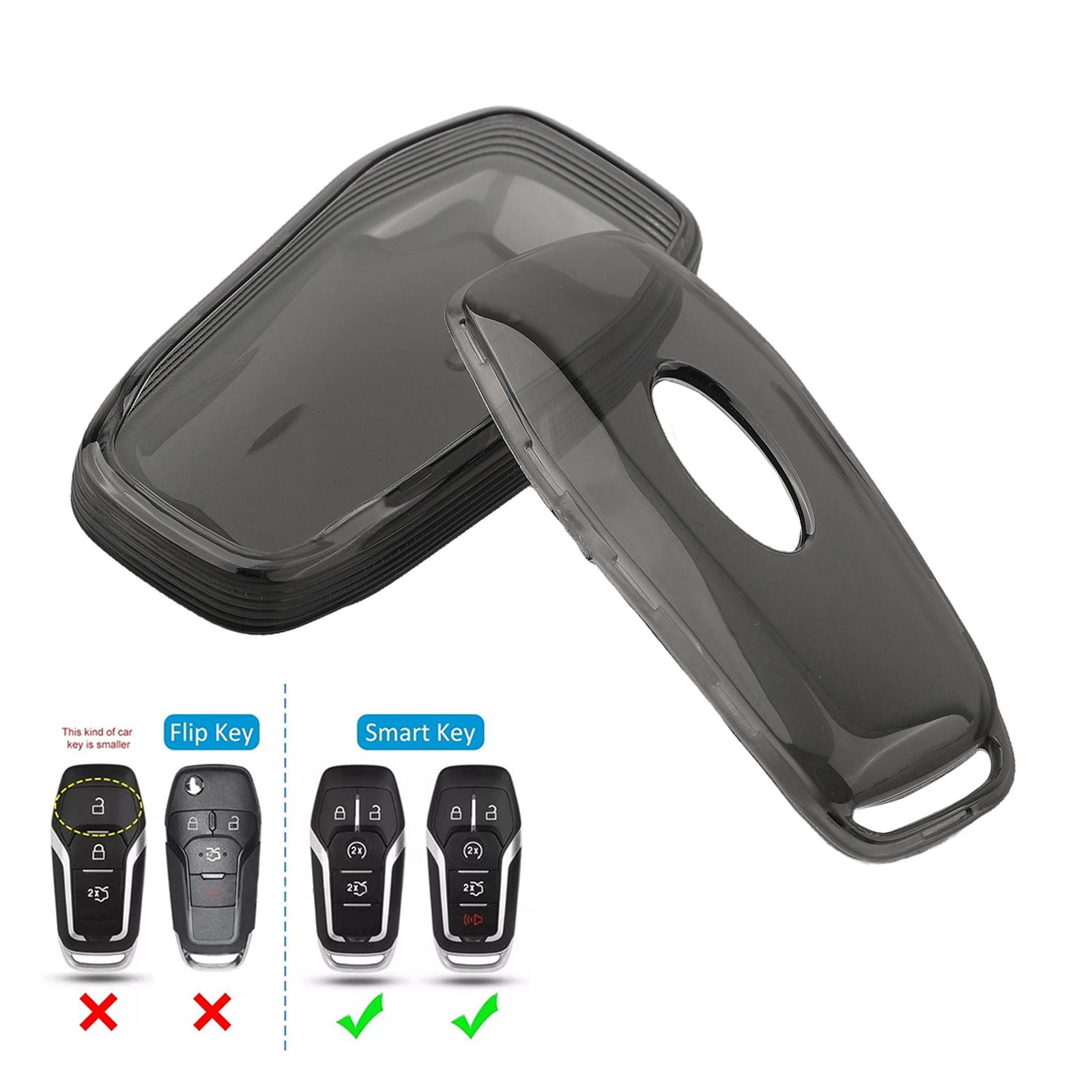 Black Transparent for Smart Key Fob Case Cover for Ford for Fusion for ...
