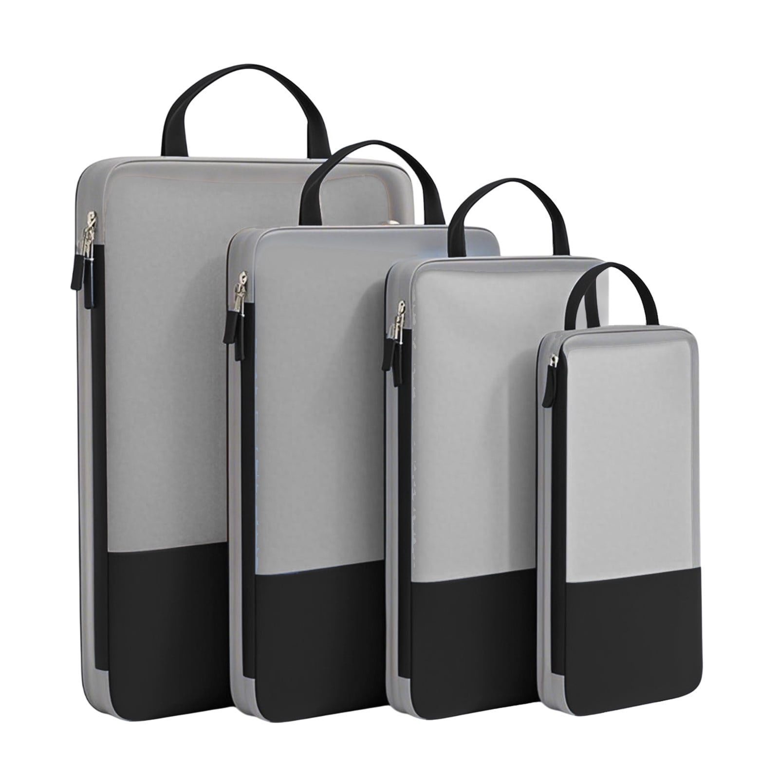 Black Travel Organizer Set Black Color Compression Packing Cubes For ...