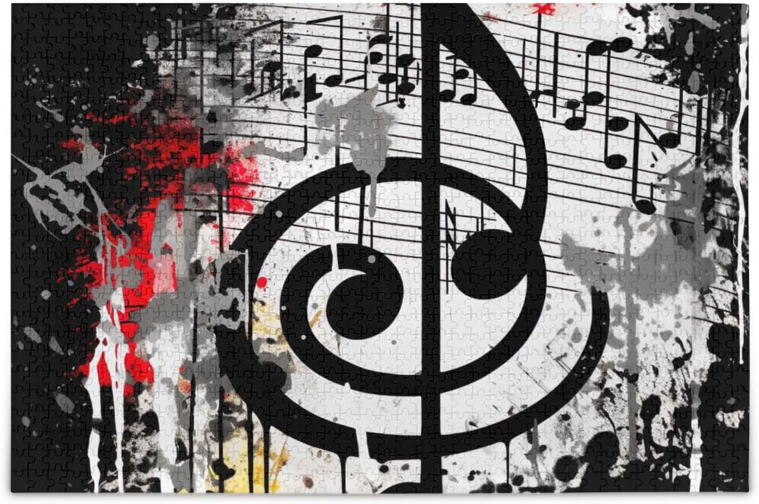 Black Treble Clef Puzzle 1000 Pieces - Wooden Jigsaw Puzzles for Family ...