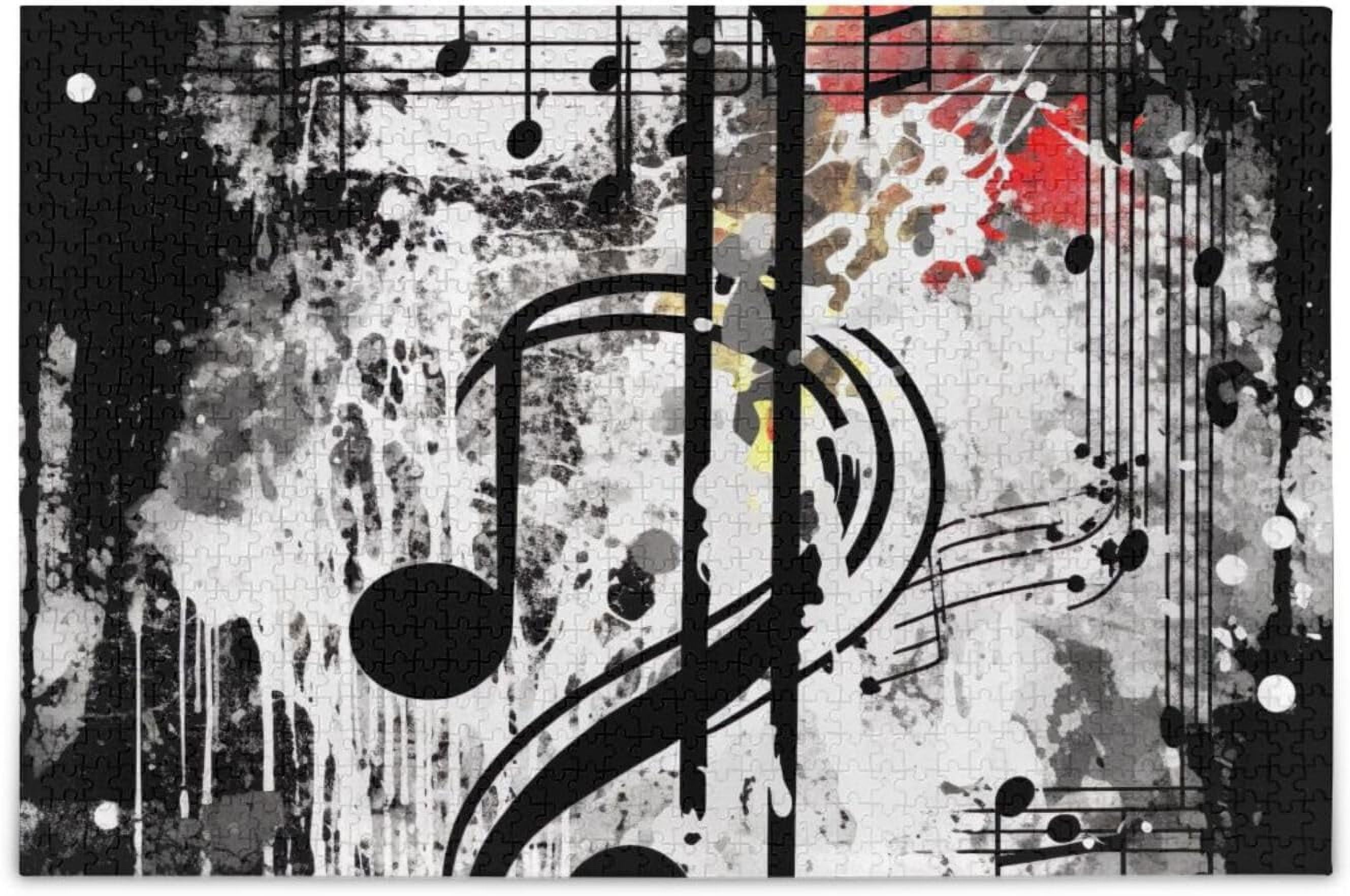 Black Treble Clef Puzzle 500 Pieces - Wooden Jigsaw Puzzles for Family ...