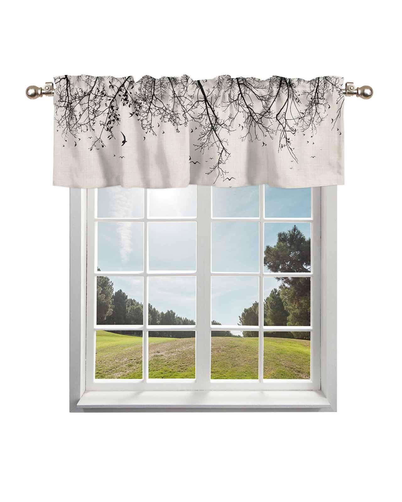 Black Tree Branch Curtain Valances for Window, Farmhouse Window Valance ...