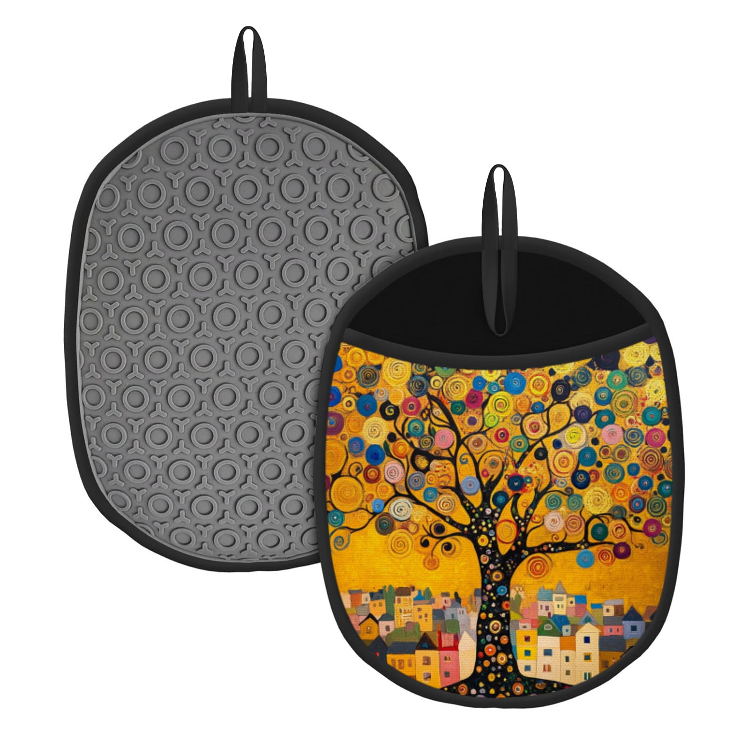 Black Tree Full Of Polka Dots Kitchen Pot Mat, 7.5x9.4 in Kitchen Mat ...