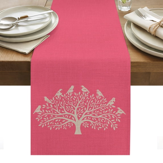 Black Tree Table Runner Birds Vintage Farmhouse Pink Tablerunners 16 x ...
