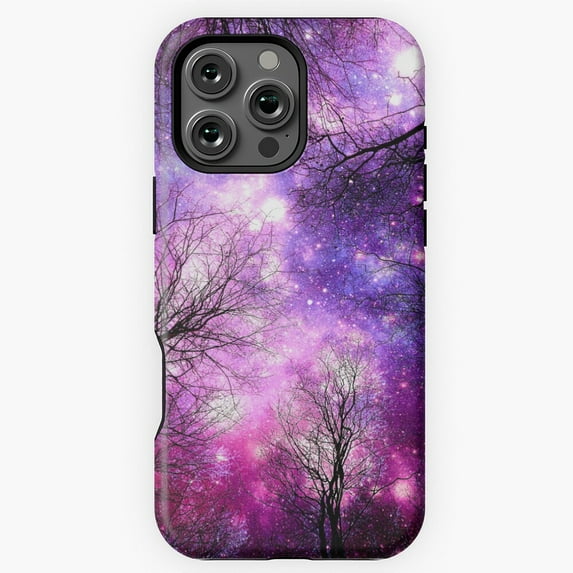 Black Trees Fuchsia Purple Pink Space Fun iPhone Case 17 through 11 Pro ...