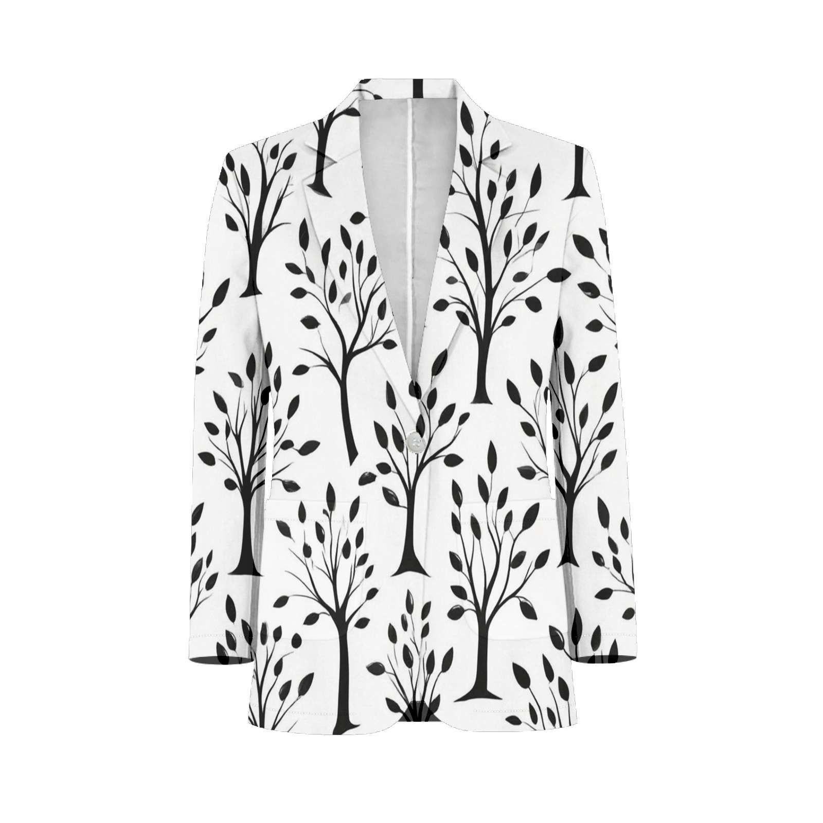 Black Trees White Background Seamless Pattern Men's Suit Blazer Casual ...
