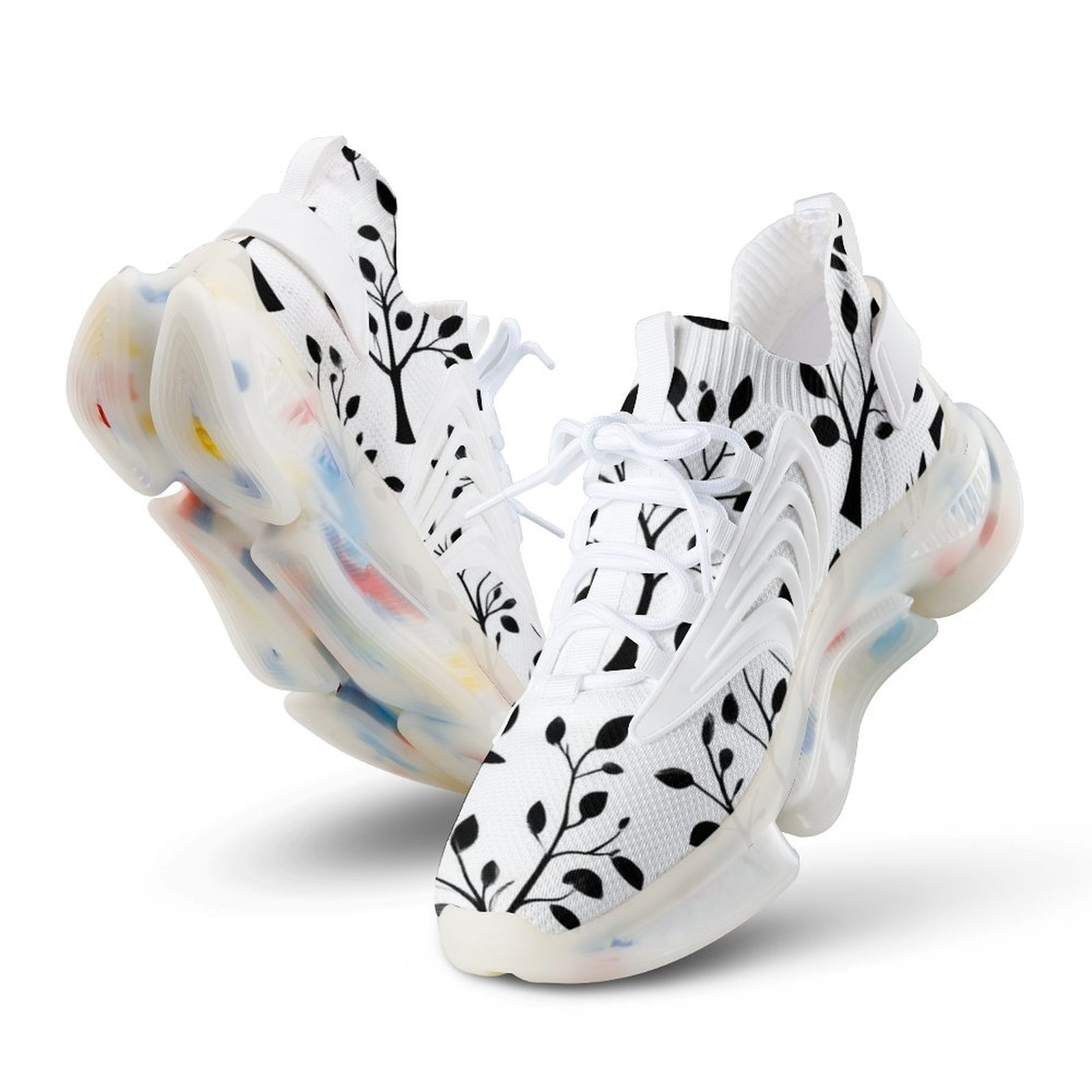 Black Trees White Background Seamless Pattern Walking Shoes for Men ...