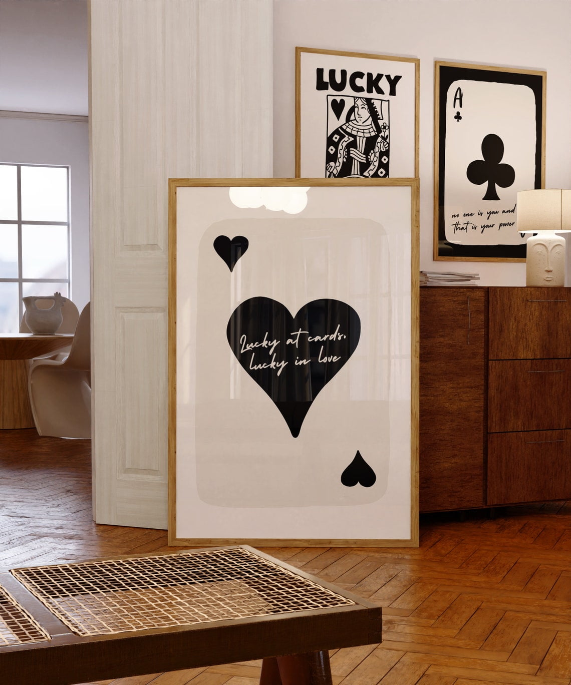 Black Trendy Ace Of Hearts Print Lucky You Poster Playing Card Poster ...