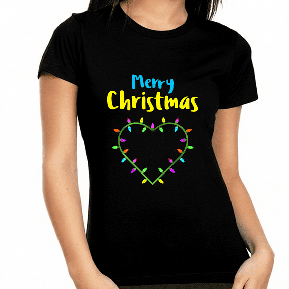 Black Trendy Christmas T-Shirt for Women – Stylish Holiday Graphic Tee ...
