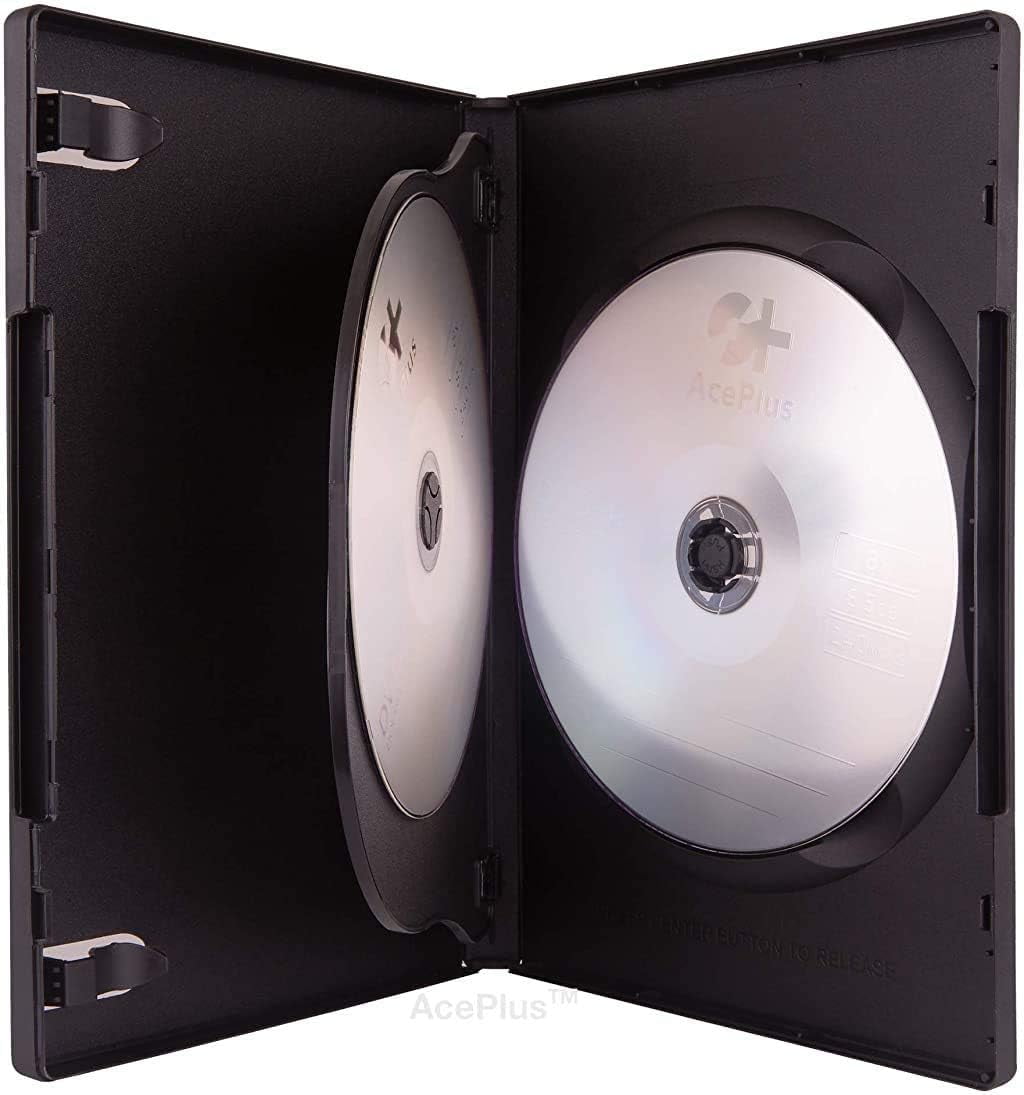 Black Triple 3-Disc DVD Case 14mm Standard Thickness with Hinged Trays ...