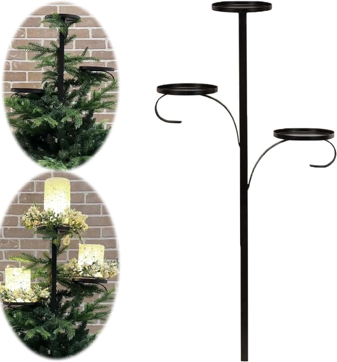 Black Triple Christmas Tree Topper, Unique 3 Tier Candle Holder ...