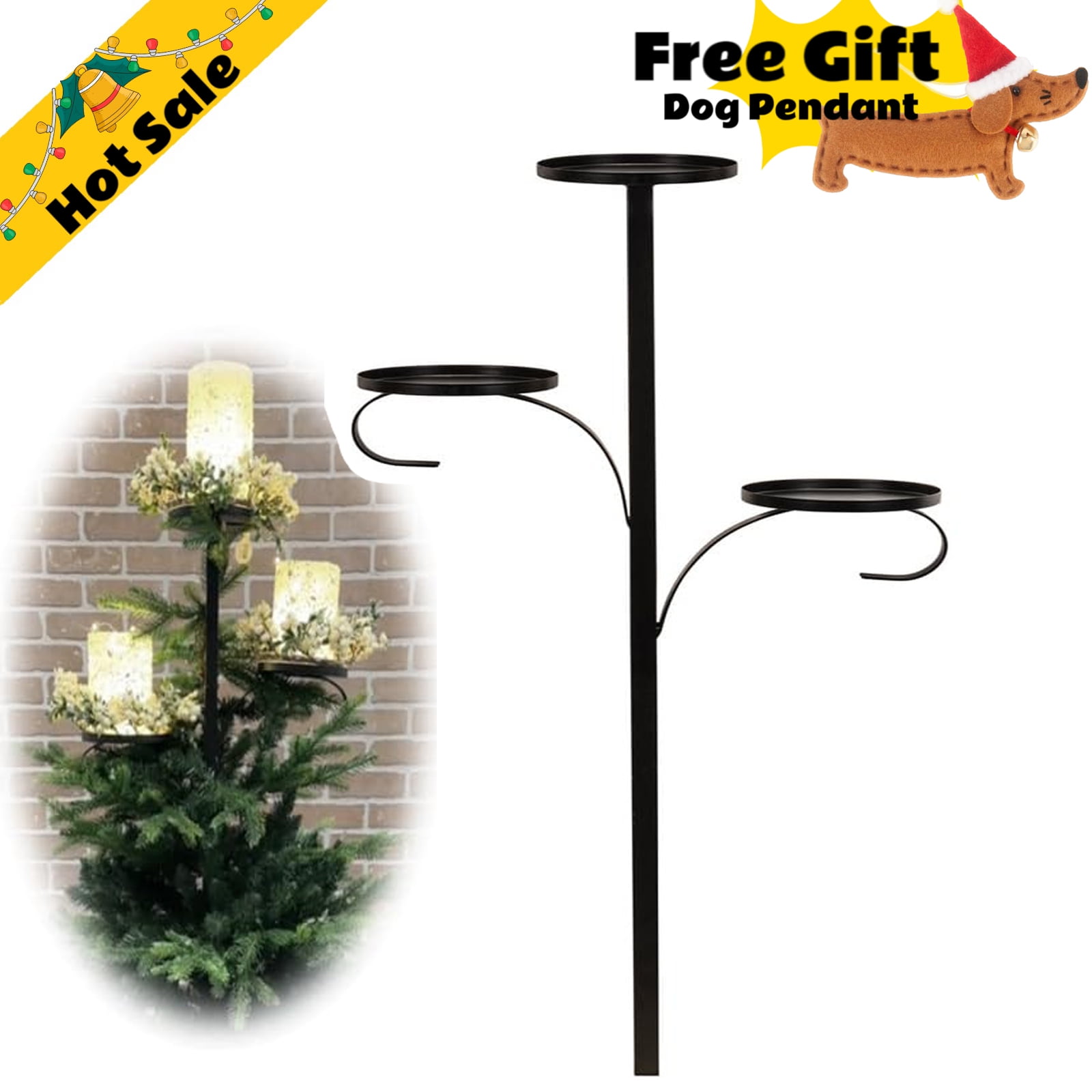 Black Triple Tree Topper, Candelabra Tree Topper for Christmas, 3 Tier ...