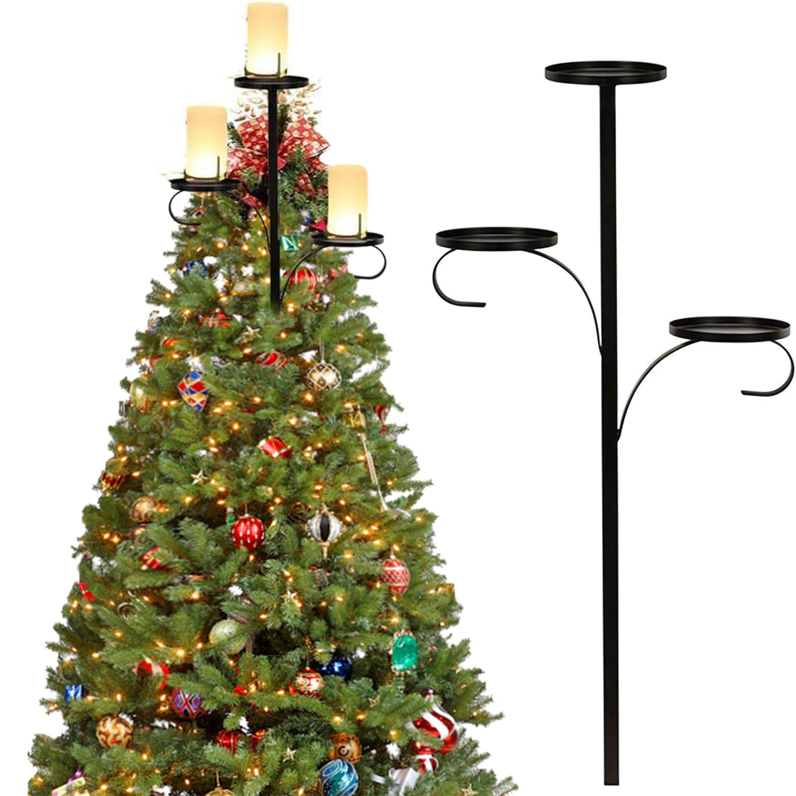 Black Triple Tree Topper, Triple Tree Topper Candle Holder, Christmas ...