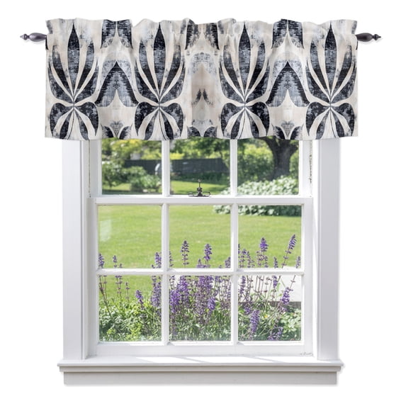 Black Tropical Leaves Abstract Valances for Windows,Kitchen Valance Rod ...