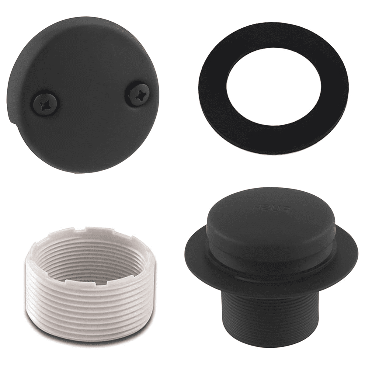 Black Tub Drain Kit with Overflow, Tip-Toe Bath Tub Drain and Two-Hole ...