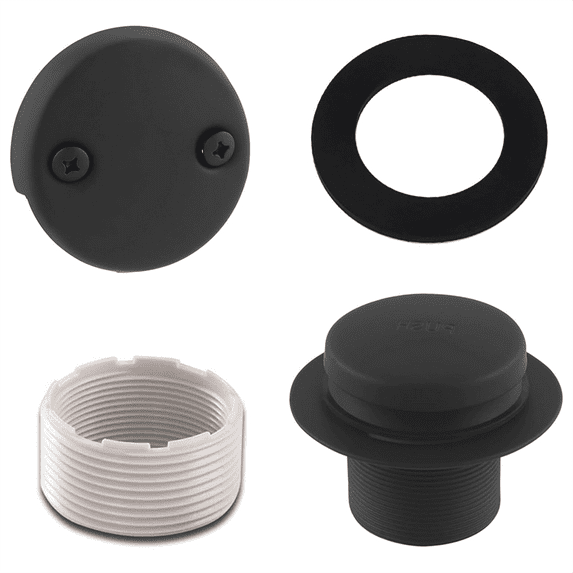 Black Tub Drain Kit with Overflow, Tip-Toe Bath and Two-Hole Overflow ...