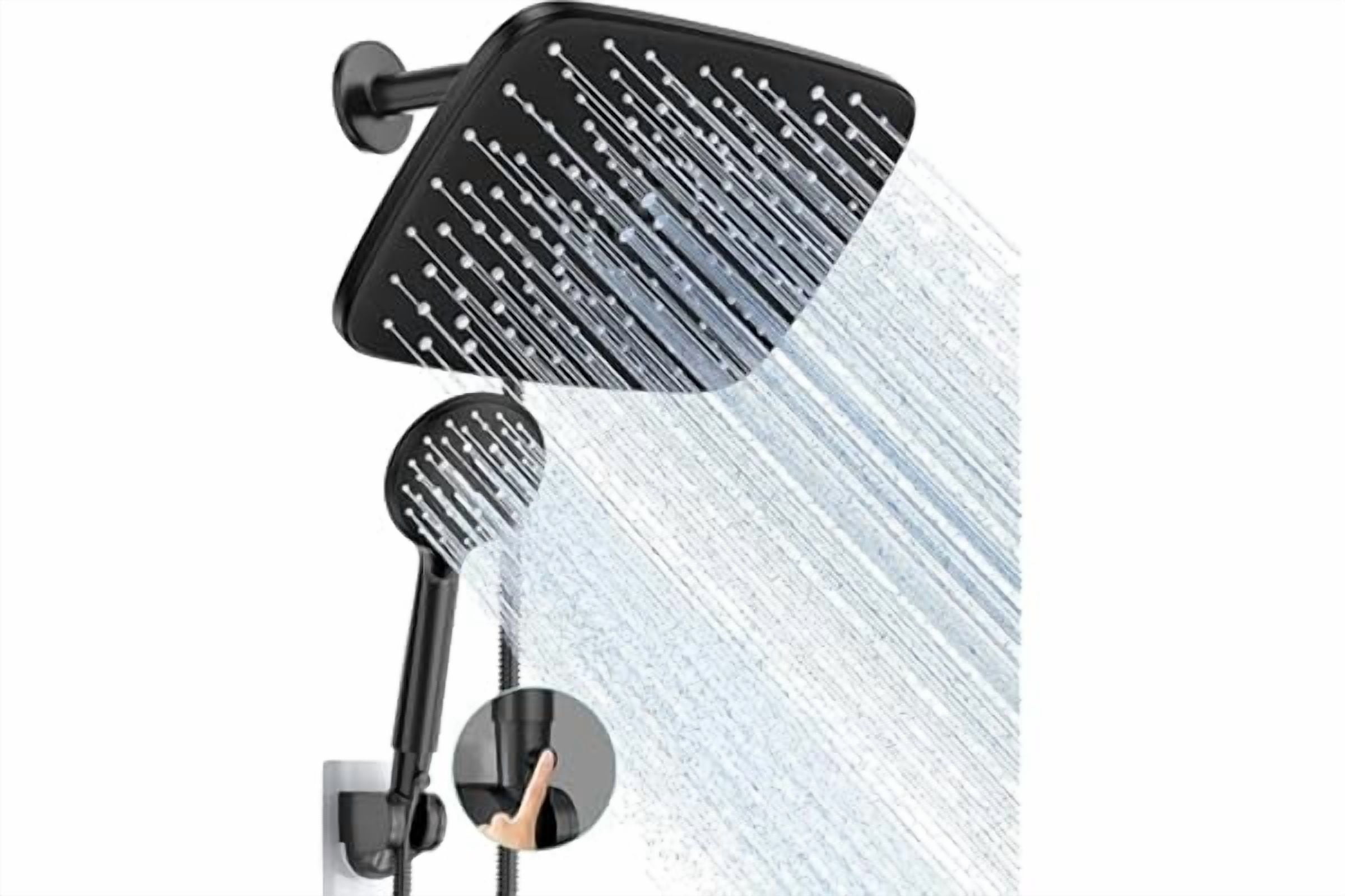 Black Tub Shower Faucet Set Complete with 6-Inch Rainfall Shower Head ...