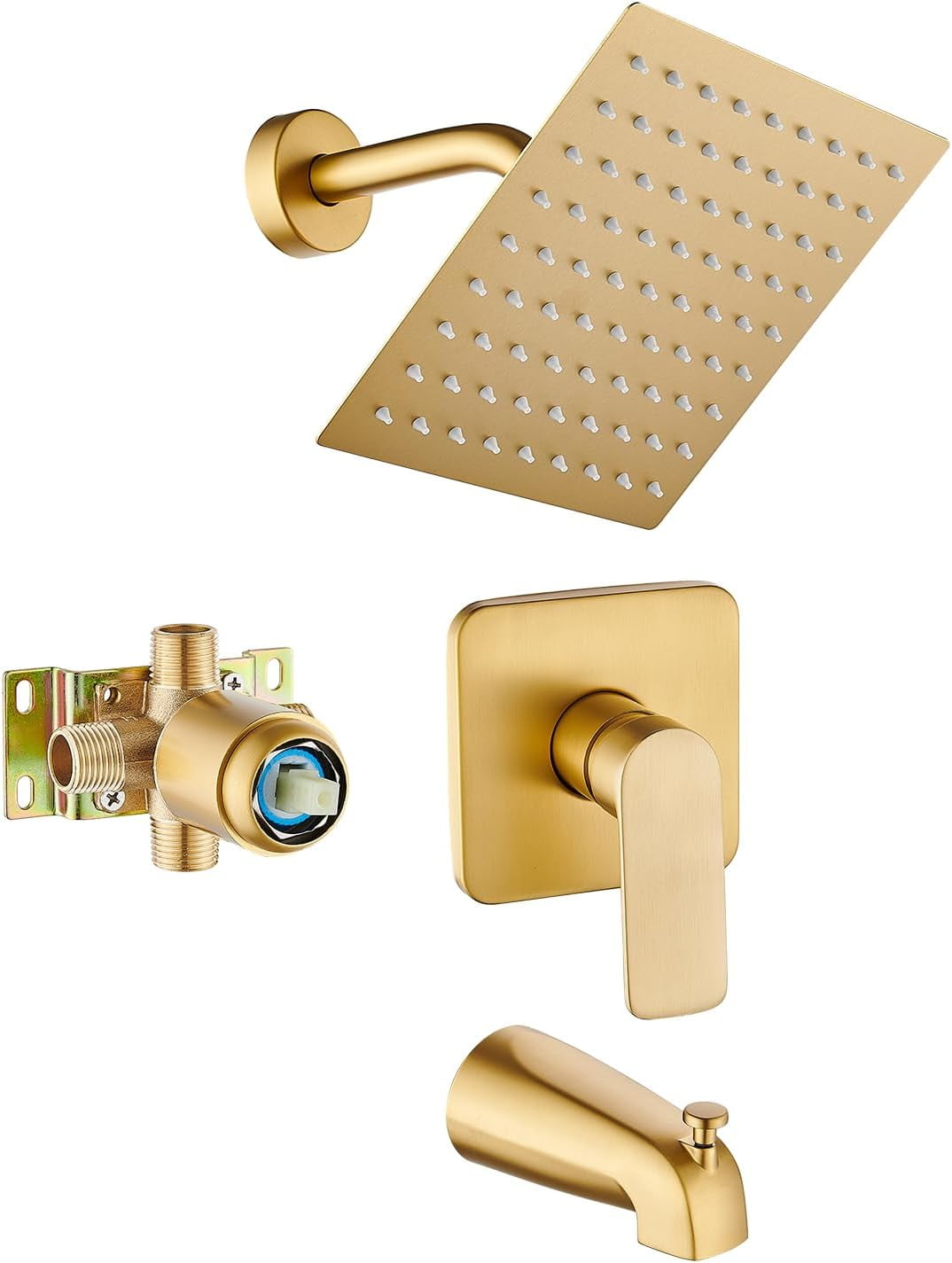 Black Tub Shower Faucet Set Complete with 8-Inch Rainfall Shower Head ...