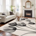 Black Tulip Large Area Rugs 6x9 ft Minimalist Modern Flower Art Linen ...