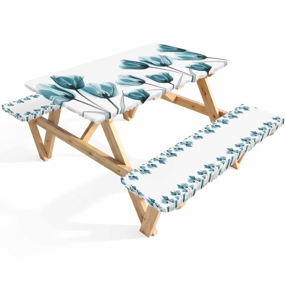 Black Tulip Picnic Table Cover with Bench Covers Minimalist Modern ...