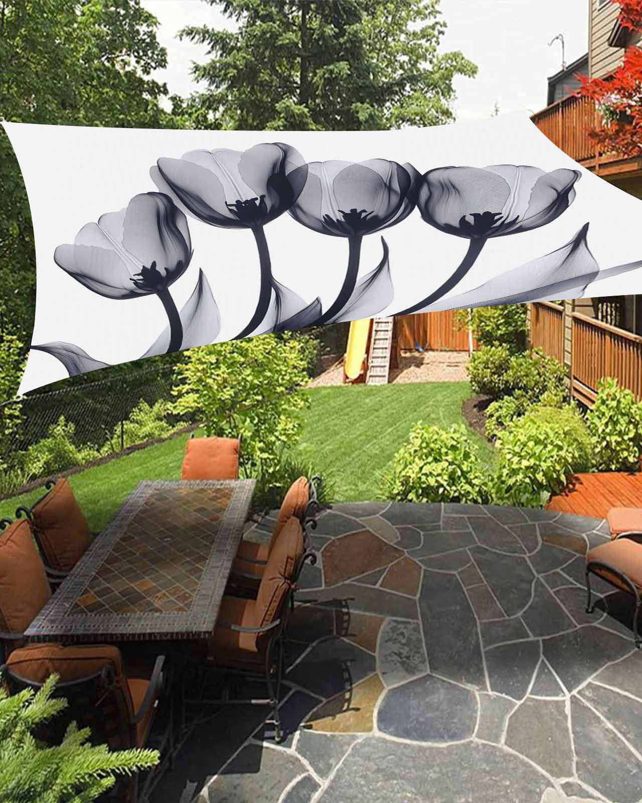 Black Tulip Sun Shade Sail 8'X10' Transparent Flowers UV Block Outdoor ...