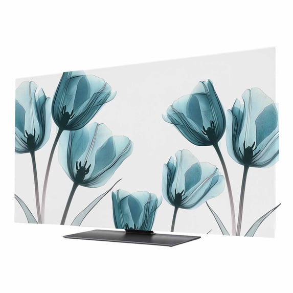 Black Tulip TV Dust Cover 43 Inch, Minimalist Modern Flower Art ...